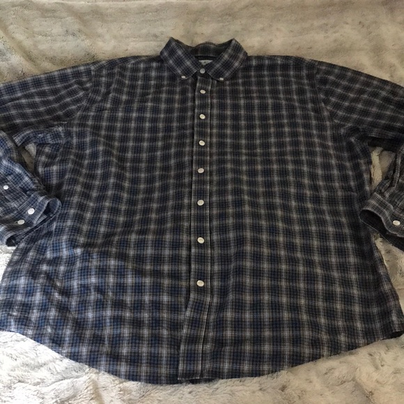 croft & barrow | Shirts | Navy Blue Brown Plaid Button Down Shirt Xl ...